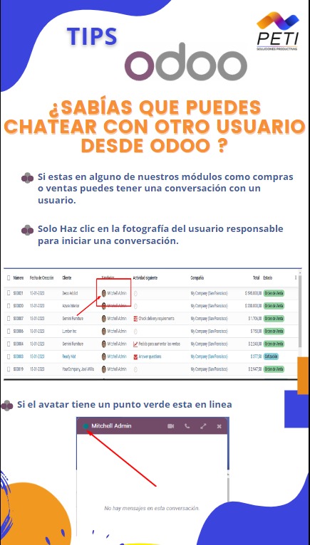 Chatea con otro usuario desde Odoo | PETI Soluciones Productivas